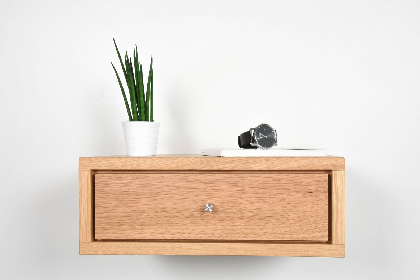 Small Floating Bedside Table in Solid Oak Wood With 1 Drawer - Etsy