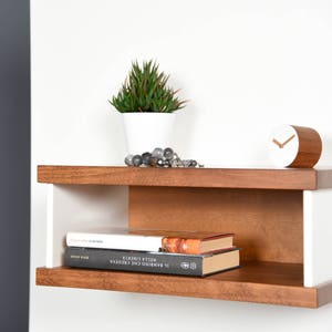 Modern Floating Bedside Table in Iroko and Corian / Entryway Suspended ...