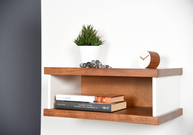 Modern Floating Bedside Table in Iroko and Corian / Entryway Suspended ...