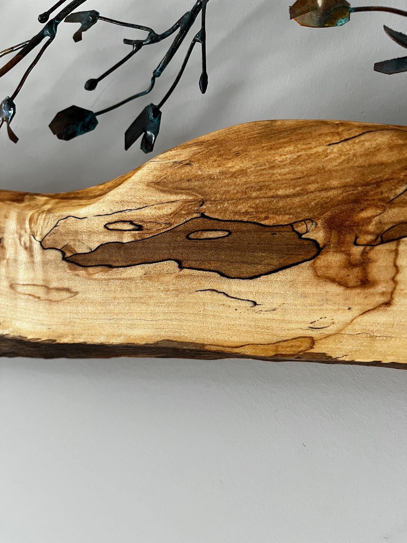 Spalted Maple Wood Wall Art, Welded Metal Tree Sculpture, Home Decor ...