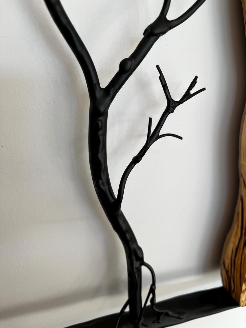 Spalted Maple Wood Wall Art, Welded Metal Tree Sculpture, Home Decor ...