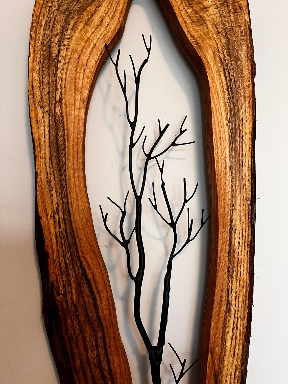 Red Oak Wood Wall Art, Welded Metal Tree Sculpture, Home Decor 2315 - Etsy