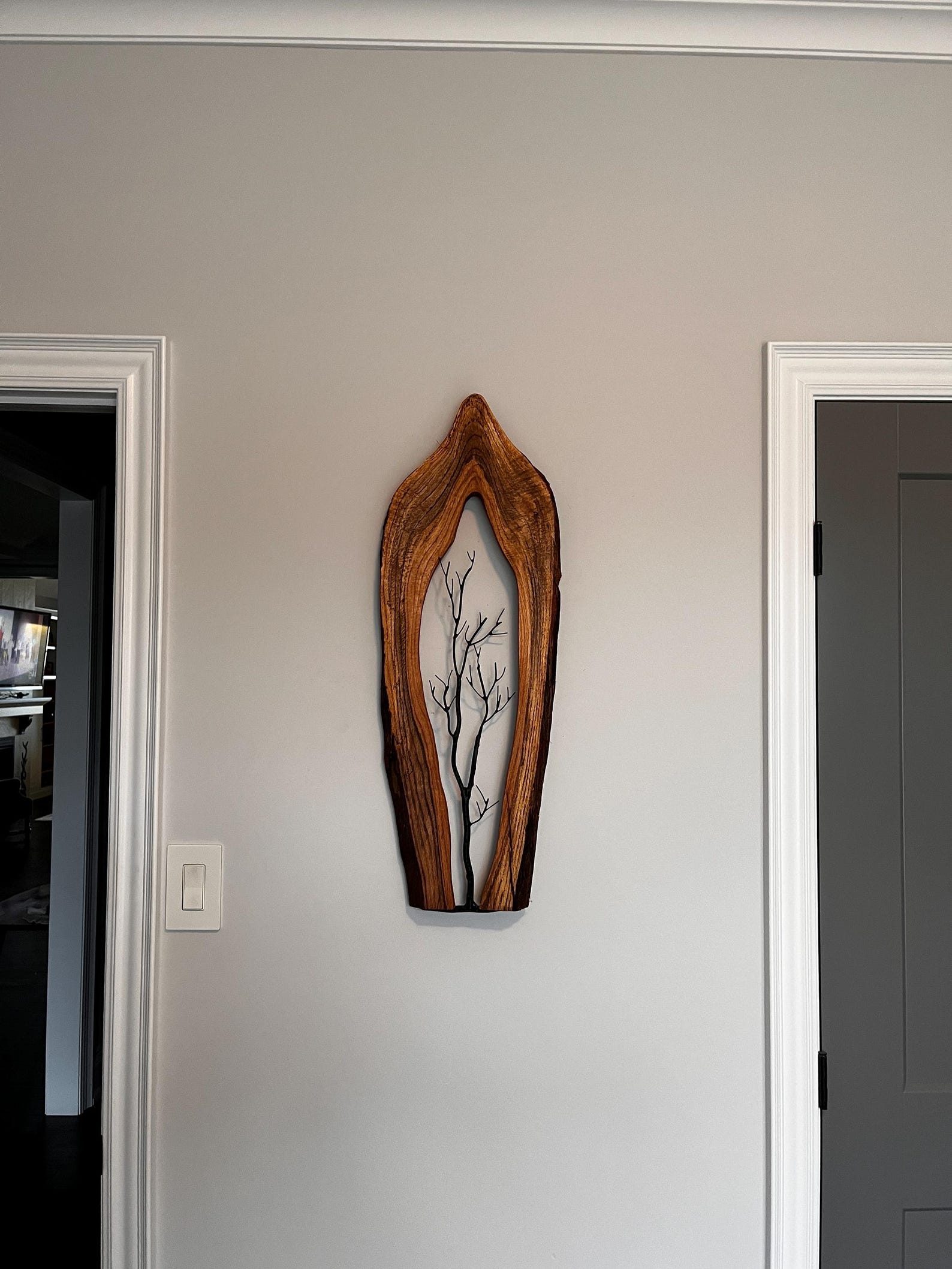 Red Oak Wood Wall Art, Welded Metal Tree Sculpture, Home Decor 2315 - Etsy