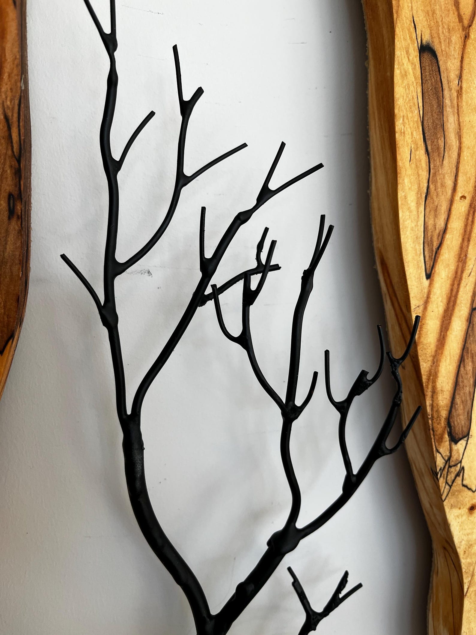 Spalted Maple Wood Wall Art, Welded Metal Tree Sculpture, Home Decor ...