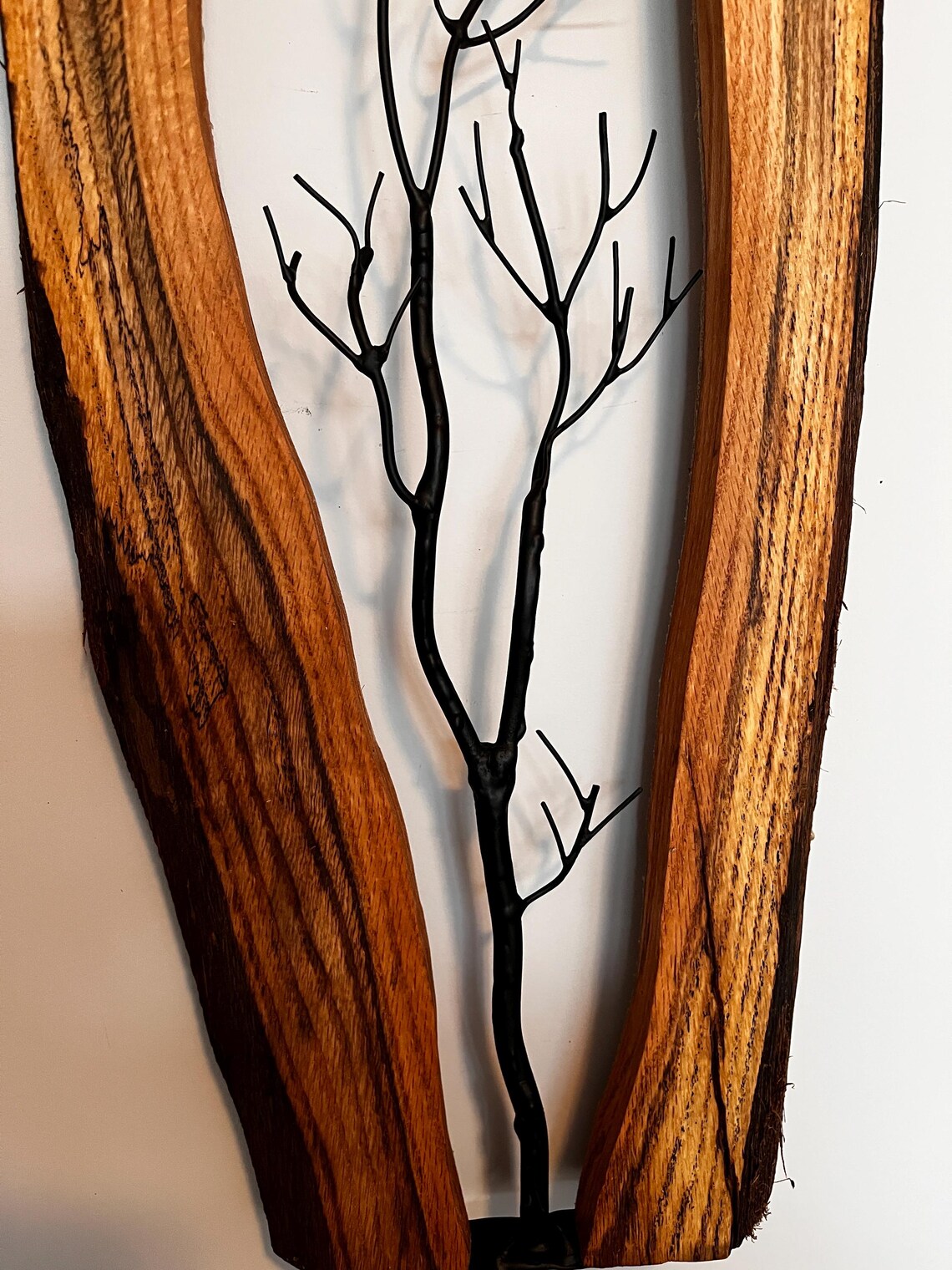Red Oak Wood Wall Art, Welded Metal Tree Sculpture, Home Decor 2315 - Etsy