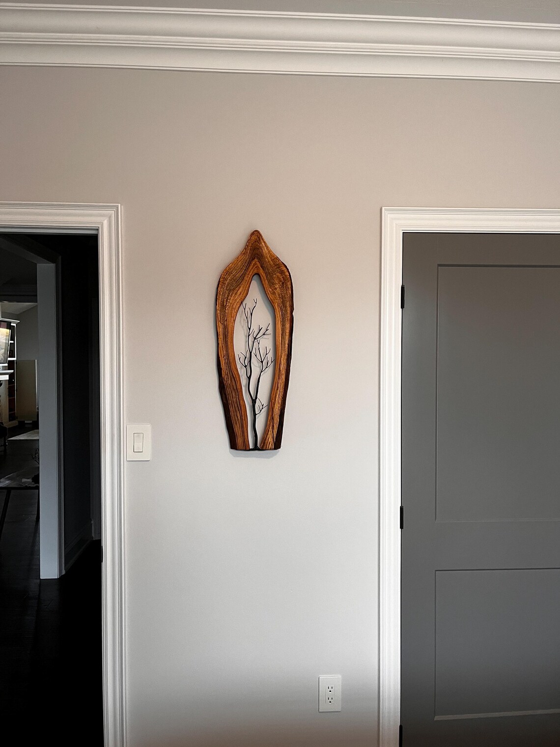 Red Oak Wood Wall Art, Welded Metal Tree Sculpture, Home Decor 2315 - Etsy