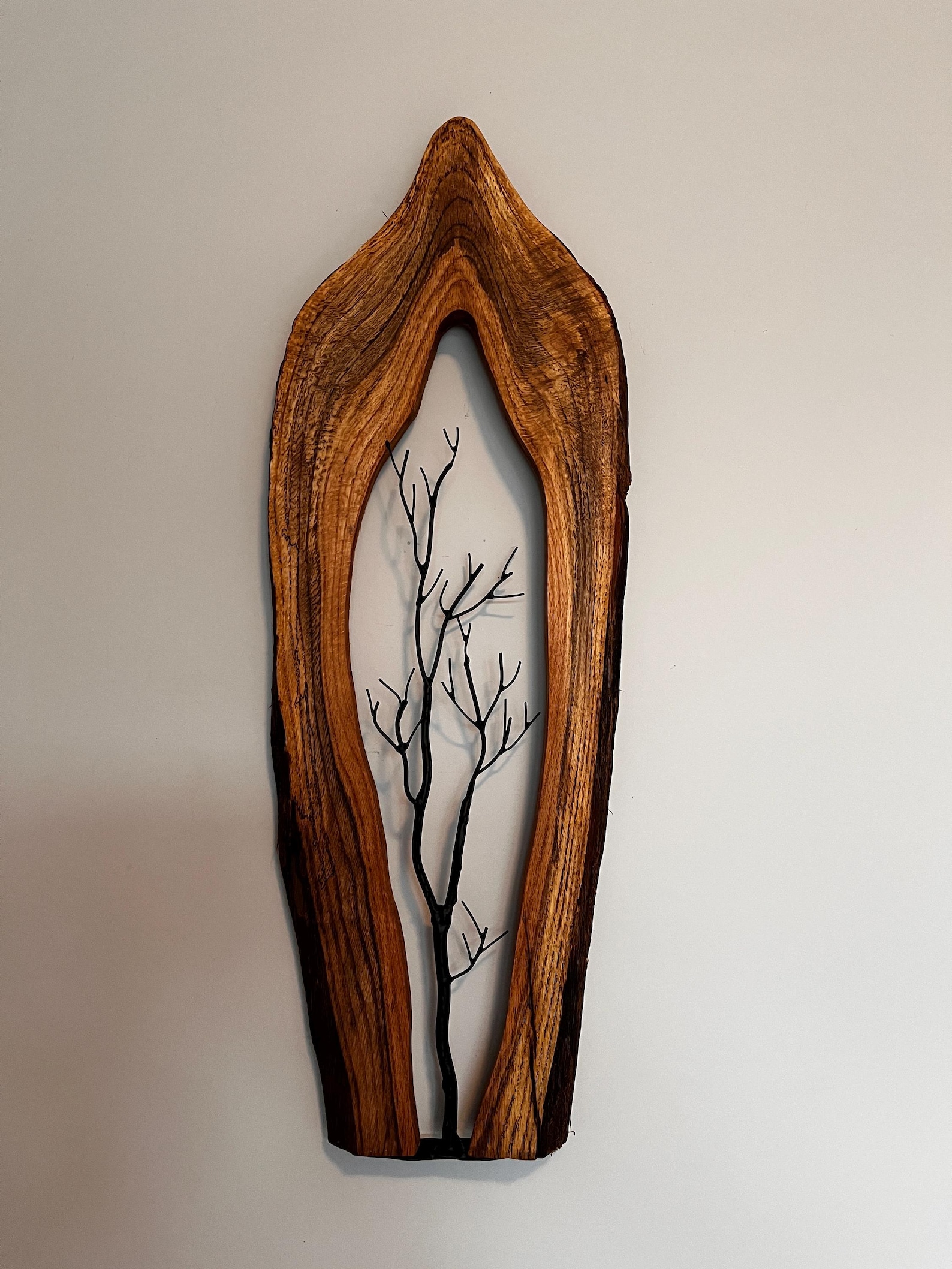Red Oak Wood Wall Art, Welded Metal Tree Sculpture, Home Decor 2315 - Etsy