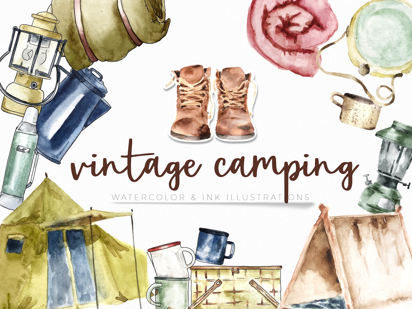 Vintage Camping Clipart Set - Signs - Classic Outdoor Pendleton Style - Father's Day and Boy ...