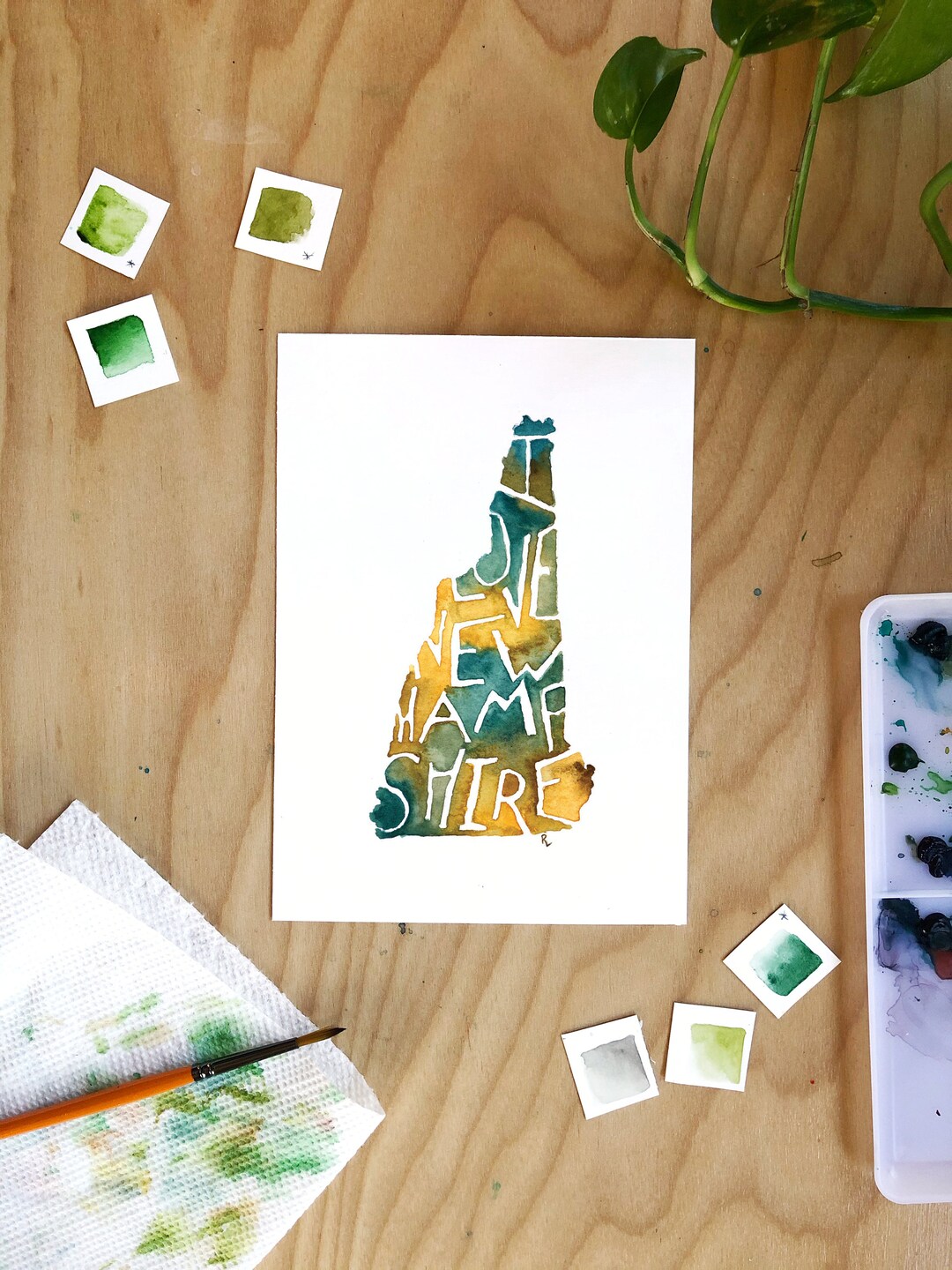 New Hampshire Watercolor Map Art Print – NH Hometown Gift (digital ...