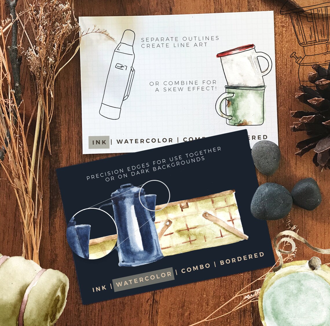 Vintage Camping Clipart Set Signs Classic Outdoor Pendleton Style Father's Day and Boy Scout ...