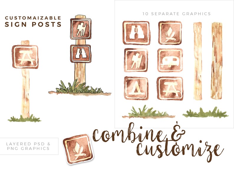 Outdoor Adventure Bundle Clipart - Vintage Camping and National Park ...