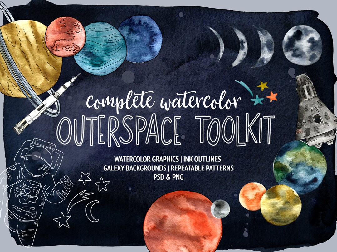 Watercolor Outerspace Toolkit - Invitation Maker Baby Room Party Decor ...