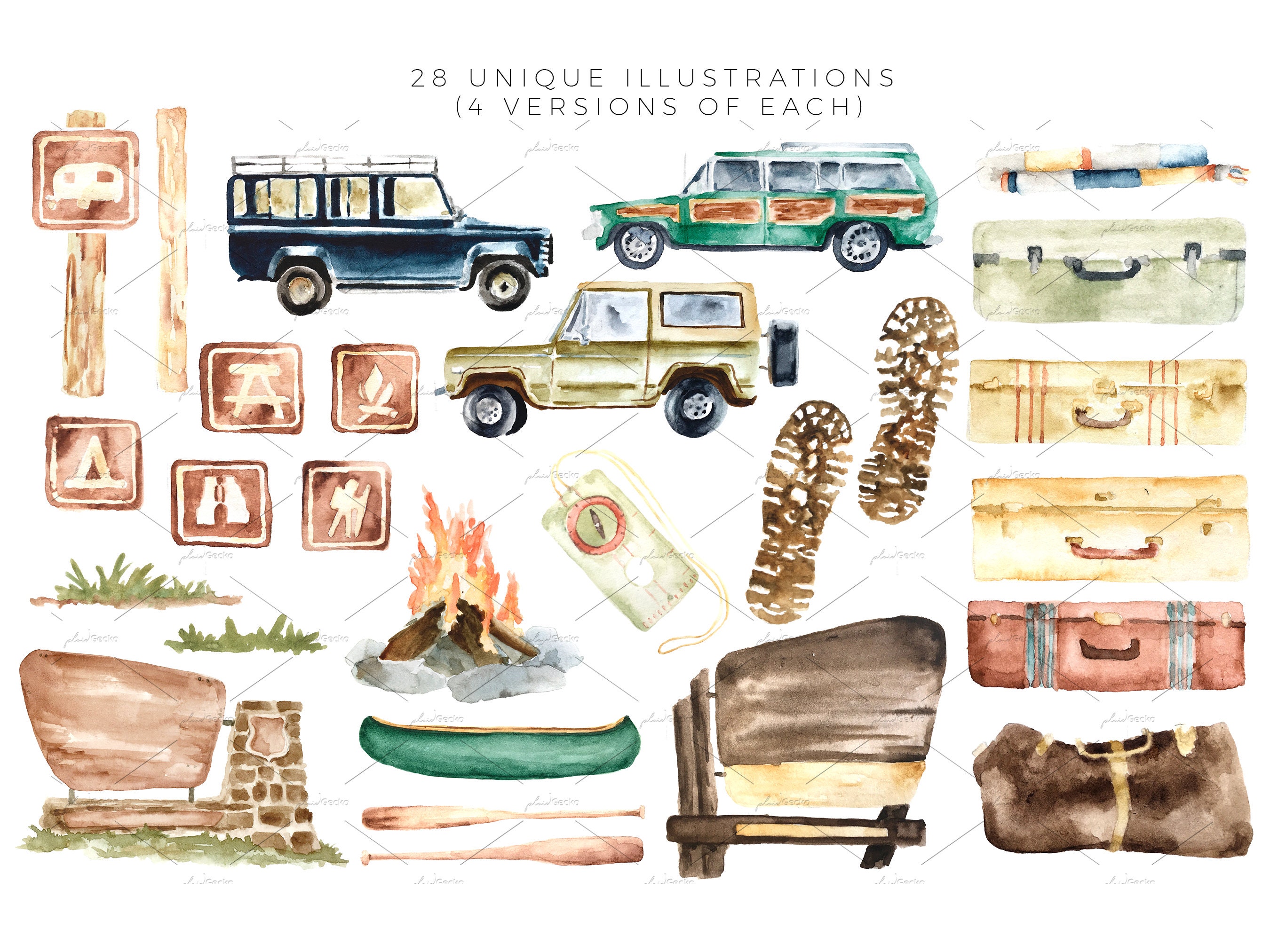 Outdoor Adventure Bundle Clipart Vintage Camping and National Park ...