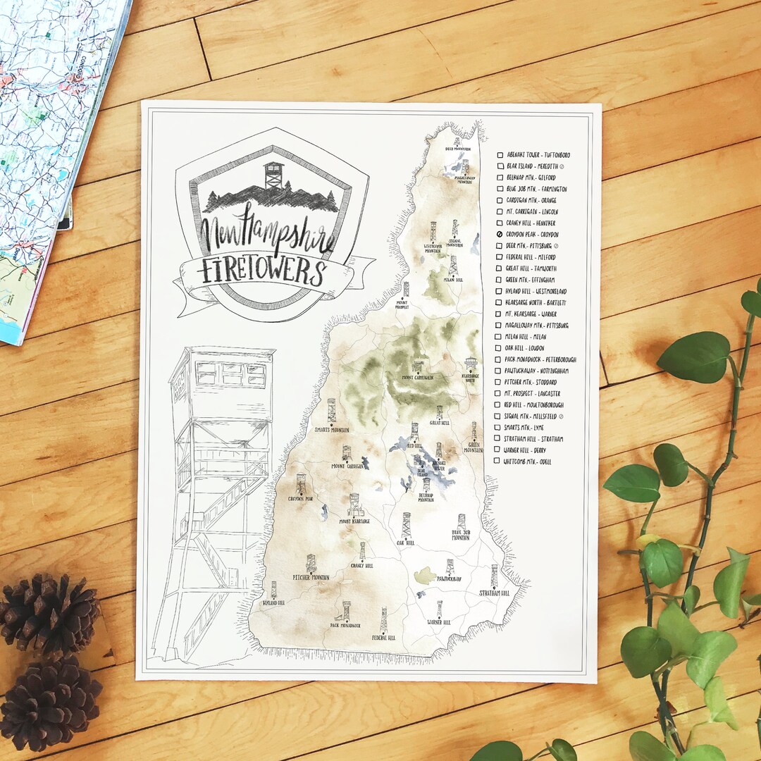 NH Fire Towers - Map Poster - Etsy