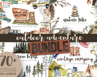 ADVENTURE AWAITS Watercolor Clipart Set - Etsy