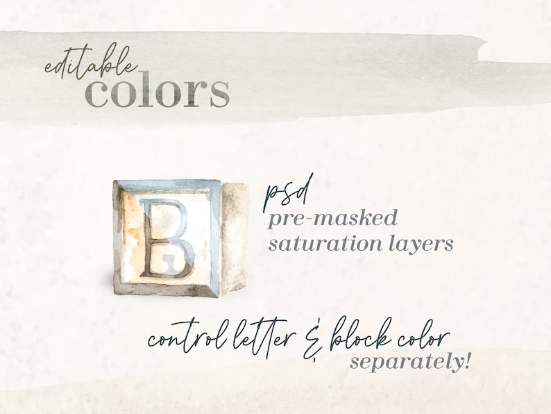 Watercolor Baby Blocks Clipart – Gender Neutral ABC Design (digital ...