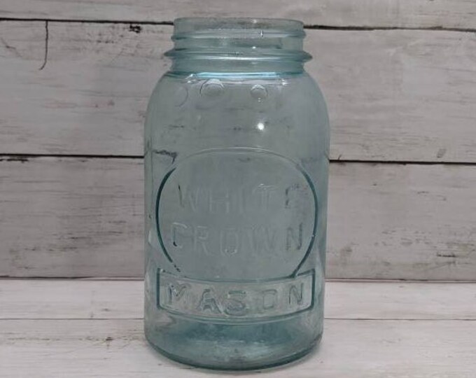 Rare Antique White Crown Mason Blue Quart Size Canning Fruit Jar - Etsy