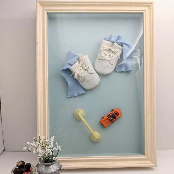Baby Shoe Shadow Box Boy - Etsy