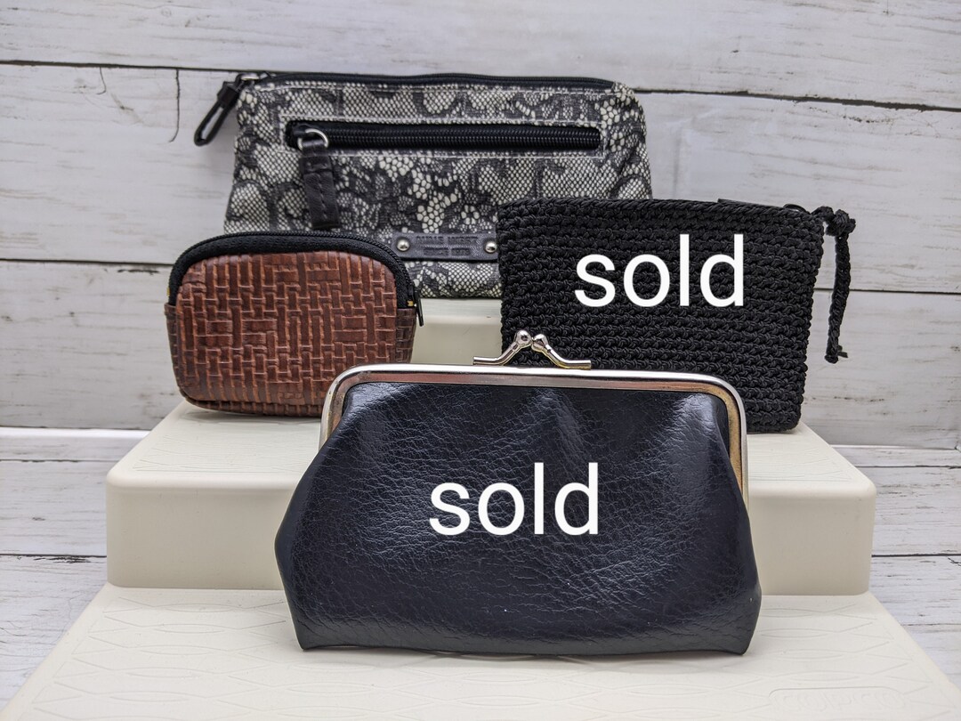 Vintage Nine West Phone Change Purse, Brown Leather Change Pouch, Black ...