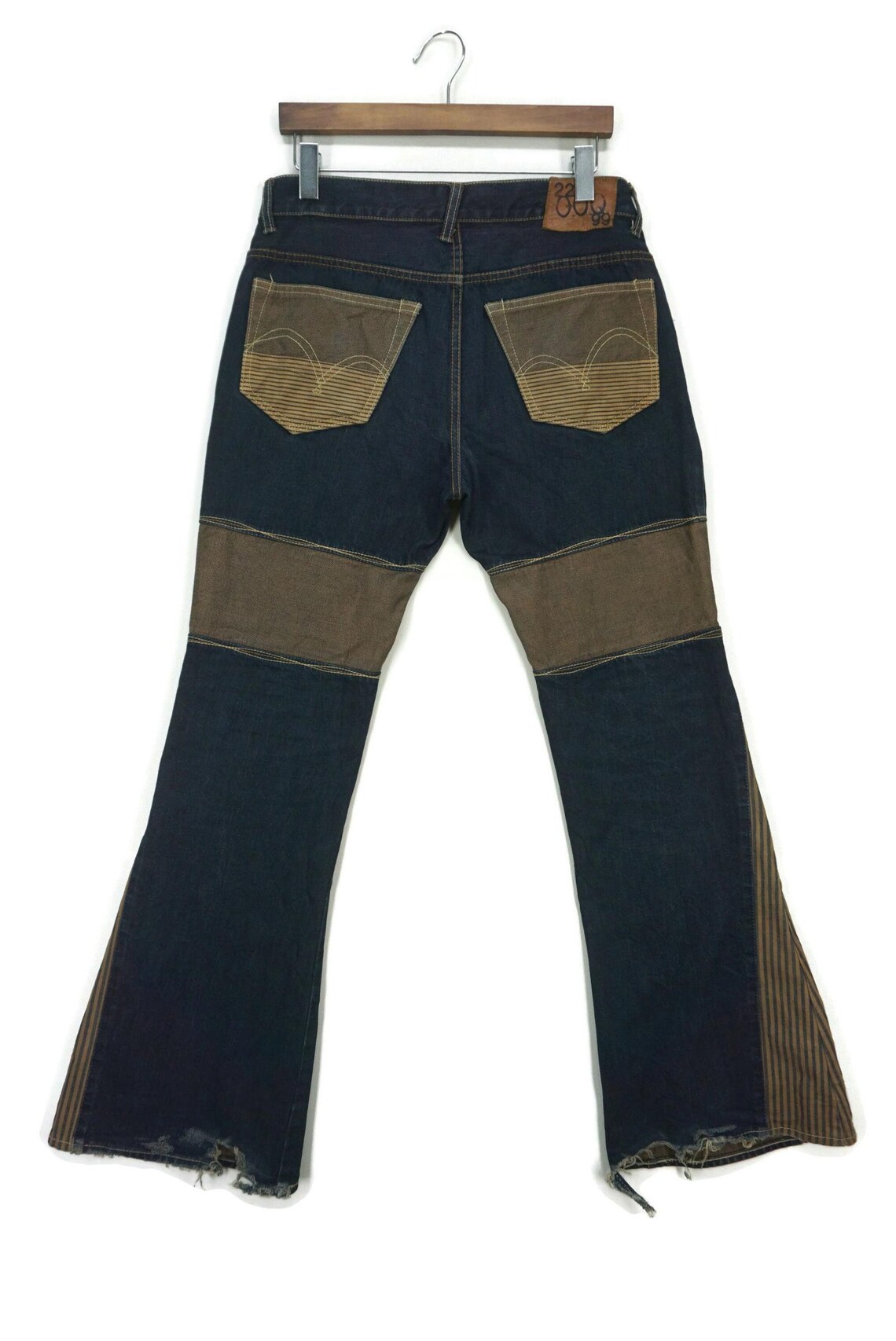 Japanese Bootcut Denim Jeans: Patchwork Flare, W34 L33 - Etsy