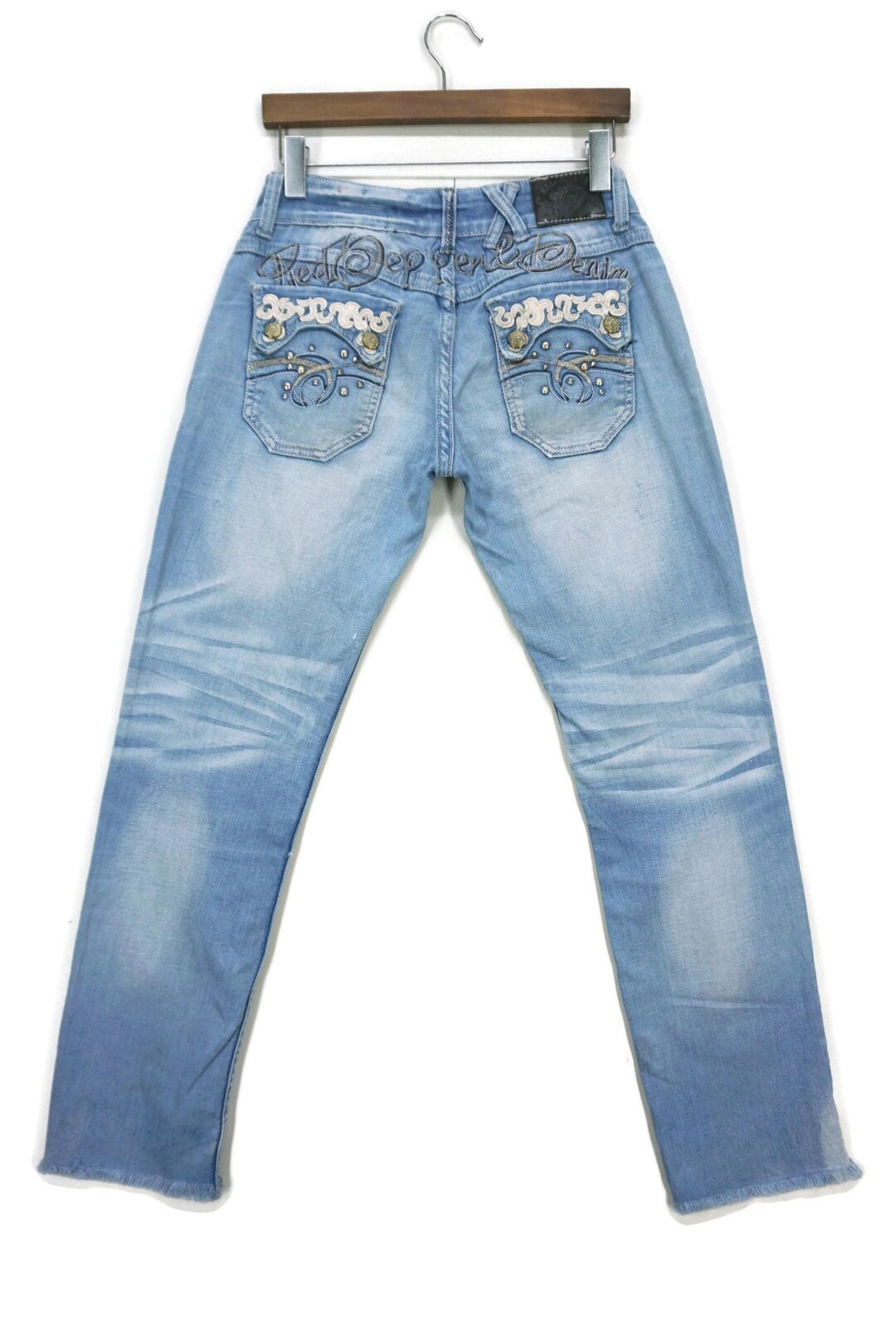 Red Pepper Jeans Size 28 Fits W31xl30 Japanese Embroidered Low Rise ...