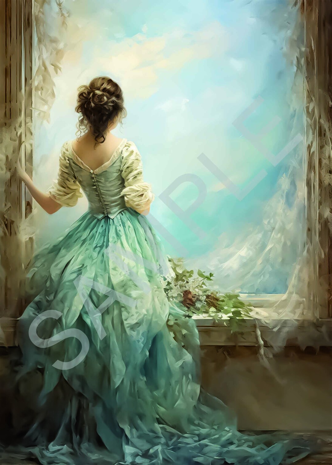 Calambour Dreamscape Girl at Window, A4 (11.7 X 8.3) Decoupage Paper ...