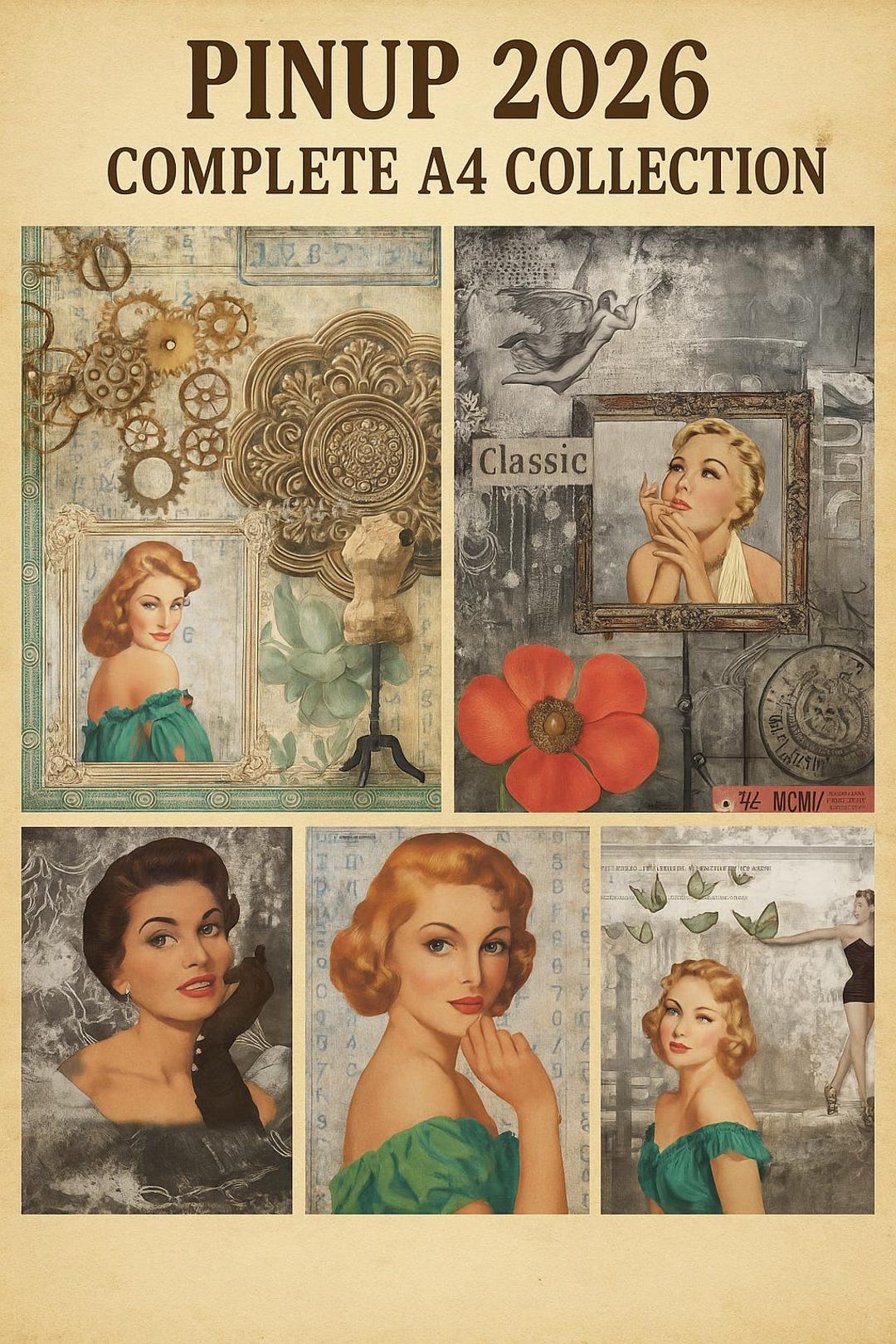 Decoupage Queen Retro Pinup Complete Collection 6 - A4 (11.7 X 8.3 ...