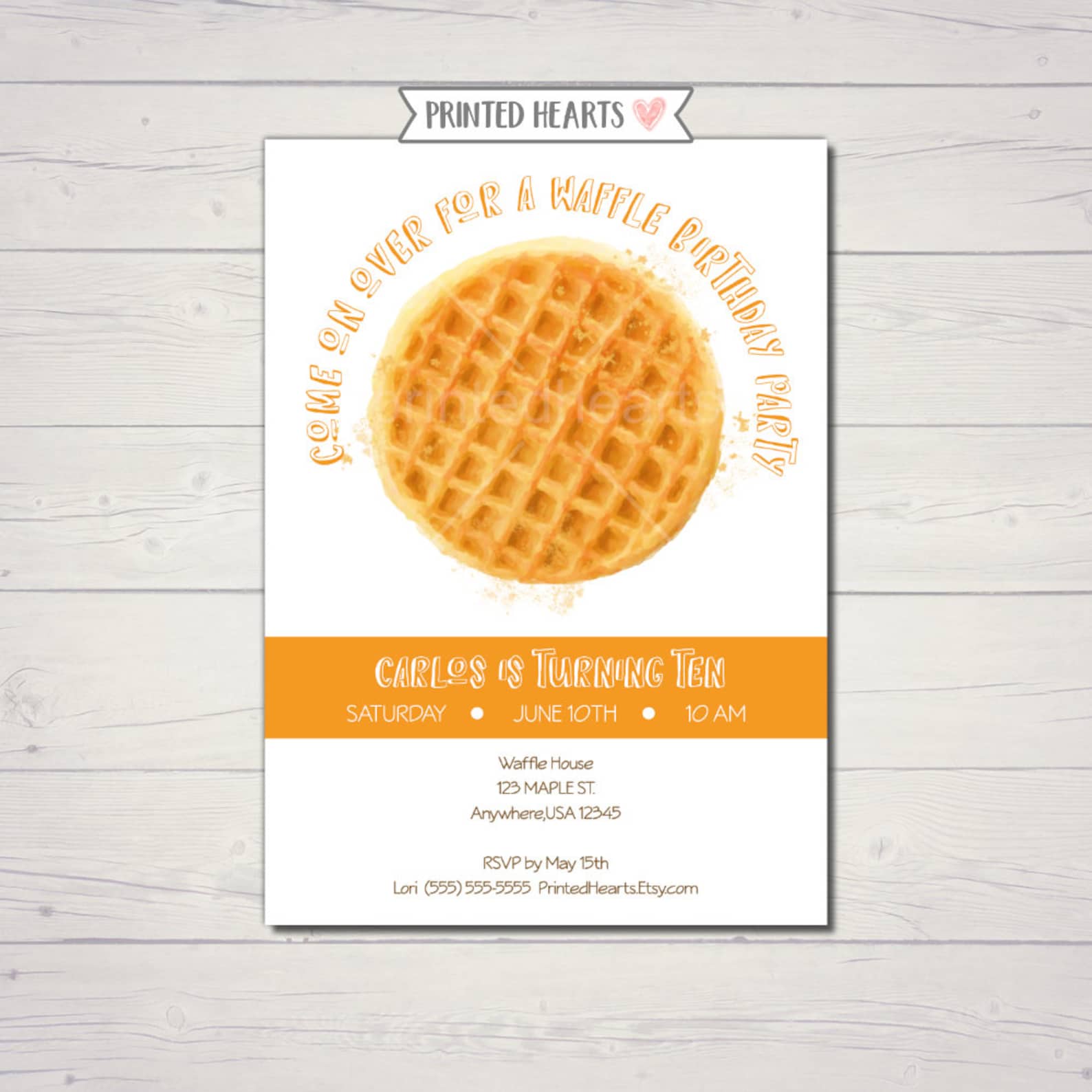 Waffle Birthday Party Invitation - Kids Birthday Party - Waffles Invite ...