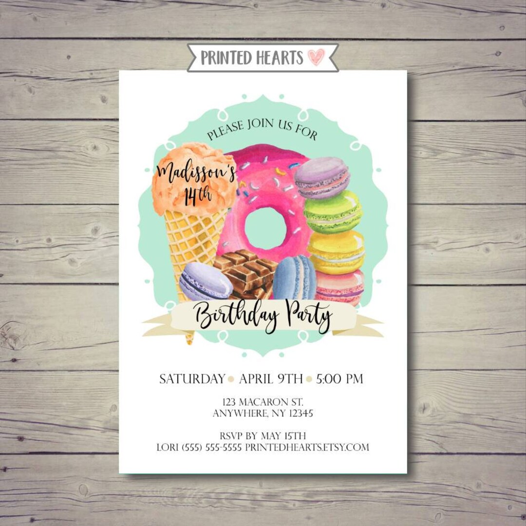 Sweet Shop Birthday Invitation - Macaron Birthday Invites - Bakery ...