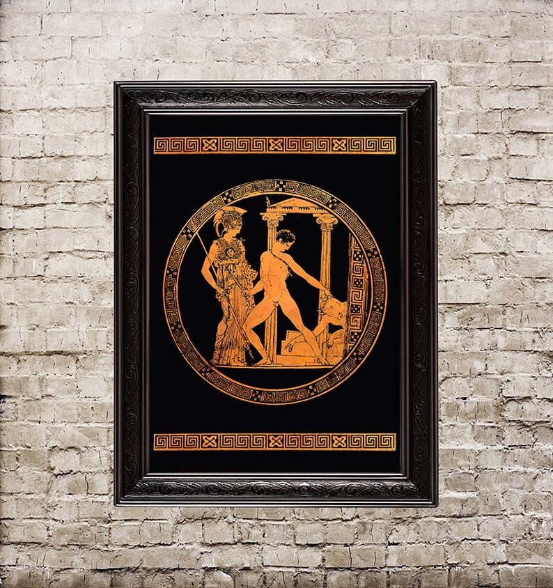 Athena and Theseus With the Dead Minotaur Ancient Greece | Etsy