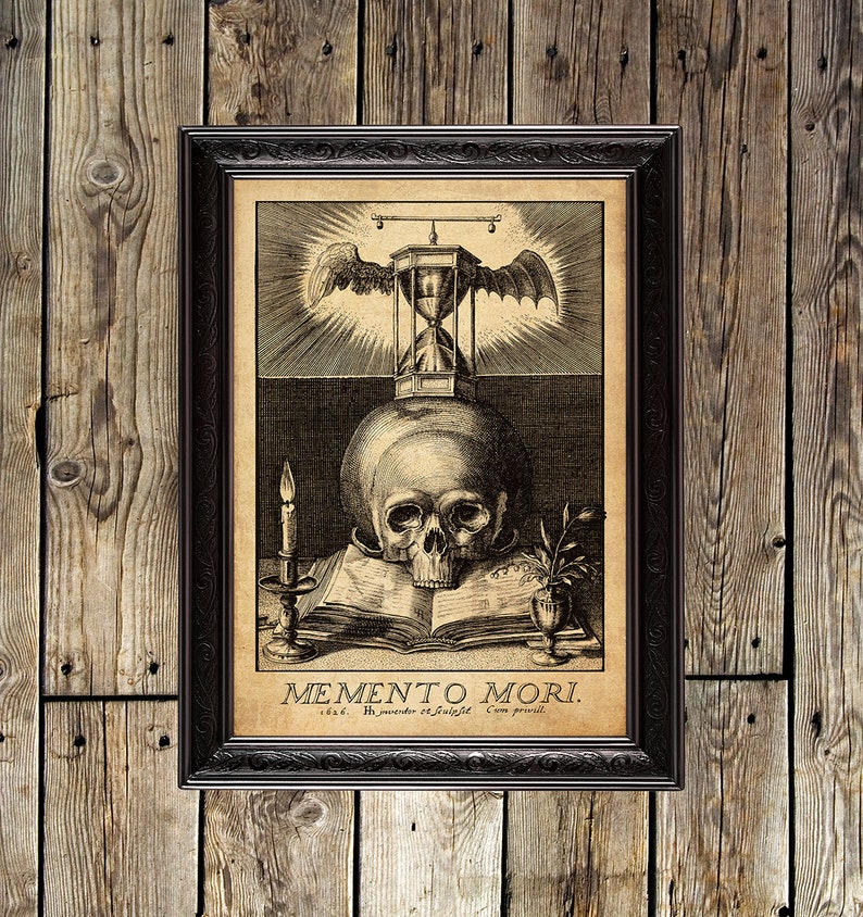 Skull And Hourglass Memento Mori Skull Skull Art Print Etsy