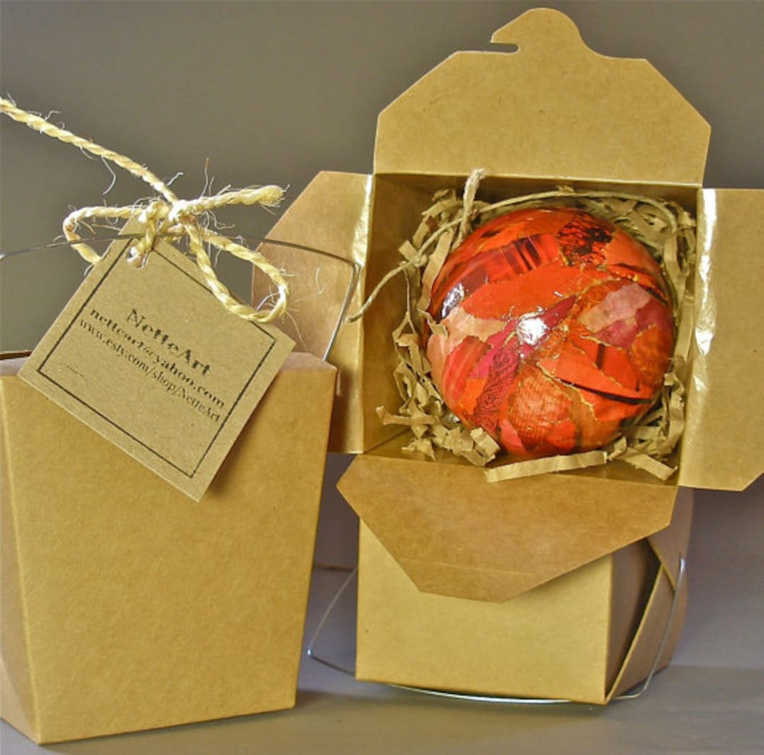 Handmade, Paper Mache Christmas Tree Ornament- Ruby Red Large 3 Inch ...