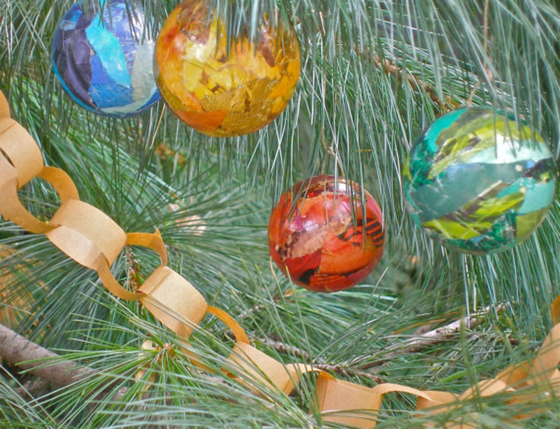 Handmade, Paper Mache Christmas Tree Ornament- Ruby Red Large 3 Inch ...