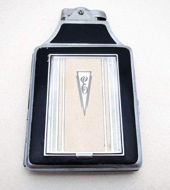 Rare Genuine Ronson Art Deco Chrome & Enamel Cigarett… - Gem