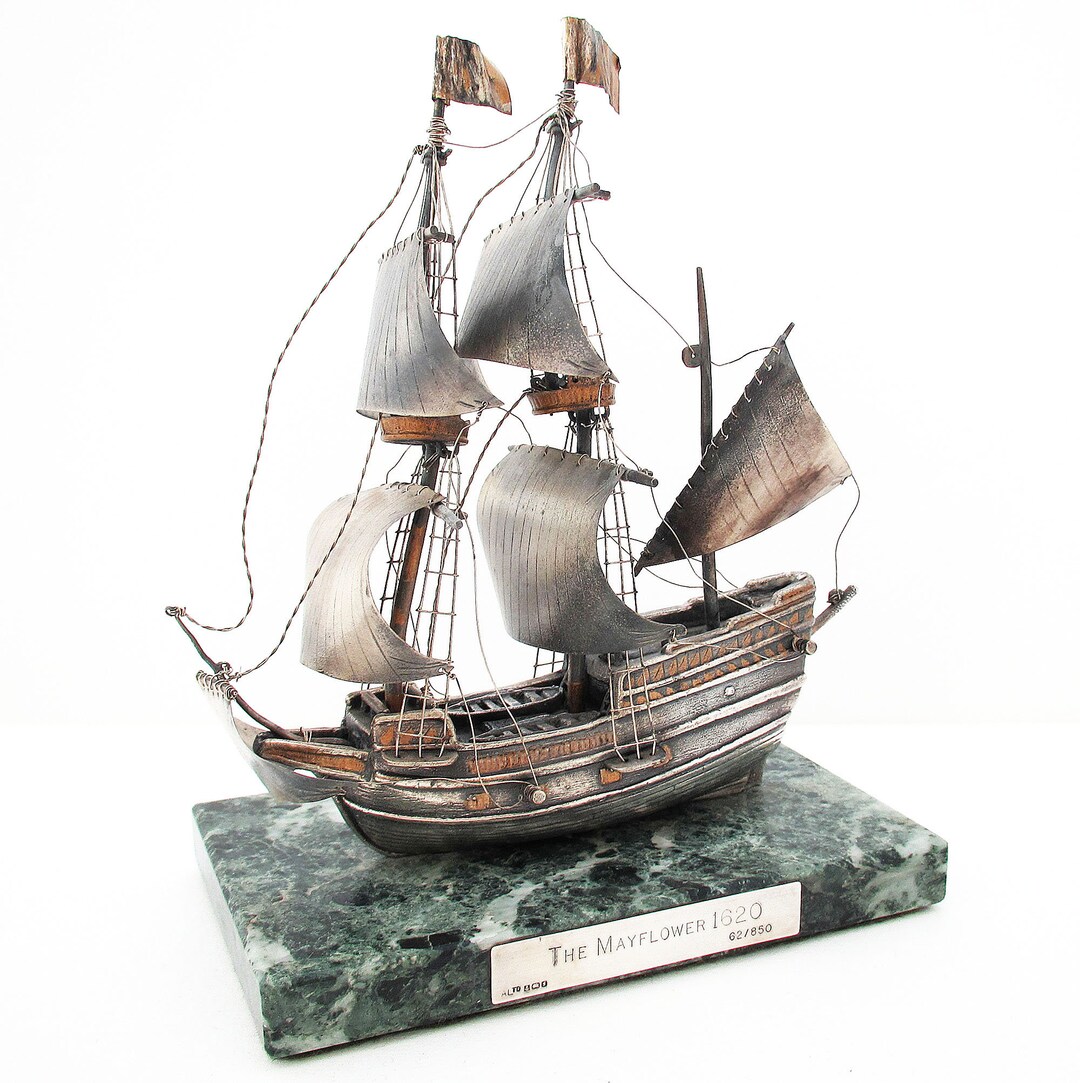 Rare Vintage Sterling Silver Model "the Mayflower" Sailing Ship Statue ...
