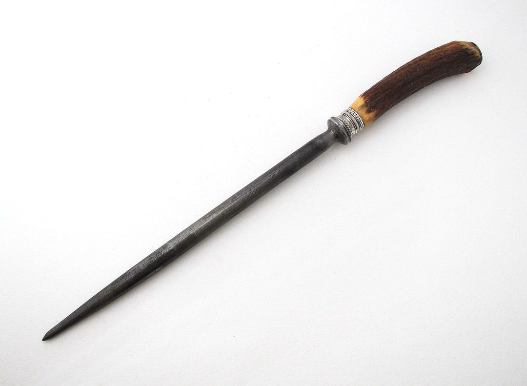 Antique Victorian Sheffield Sharpening Rod Honing Steel Sharpener, Stag ...