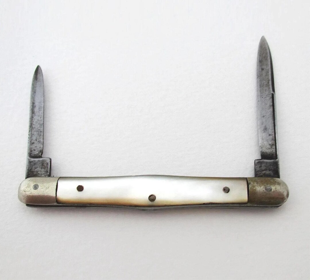 Antique Victorian Double Quill Cutter / Quill Pen Sharpener, Mother of ...