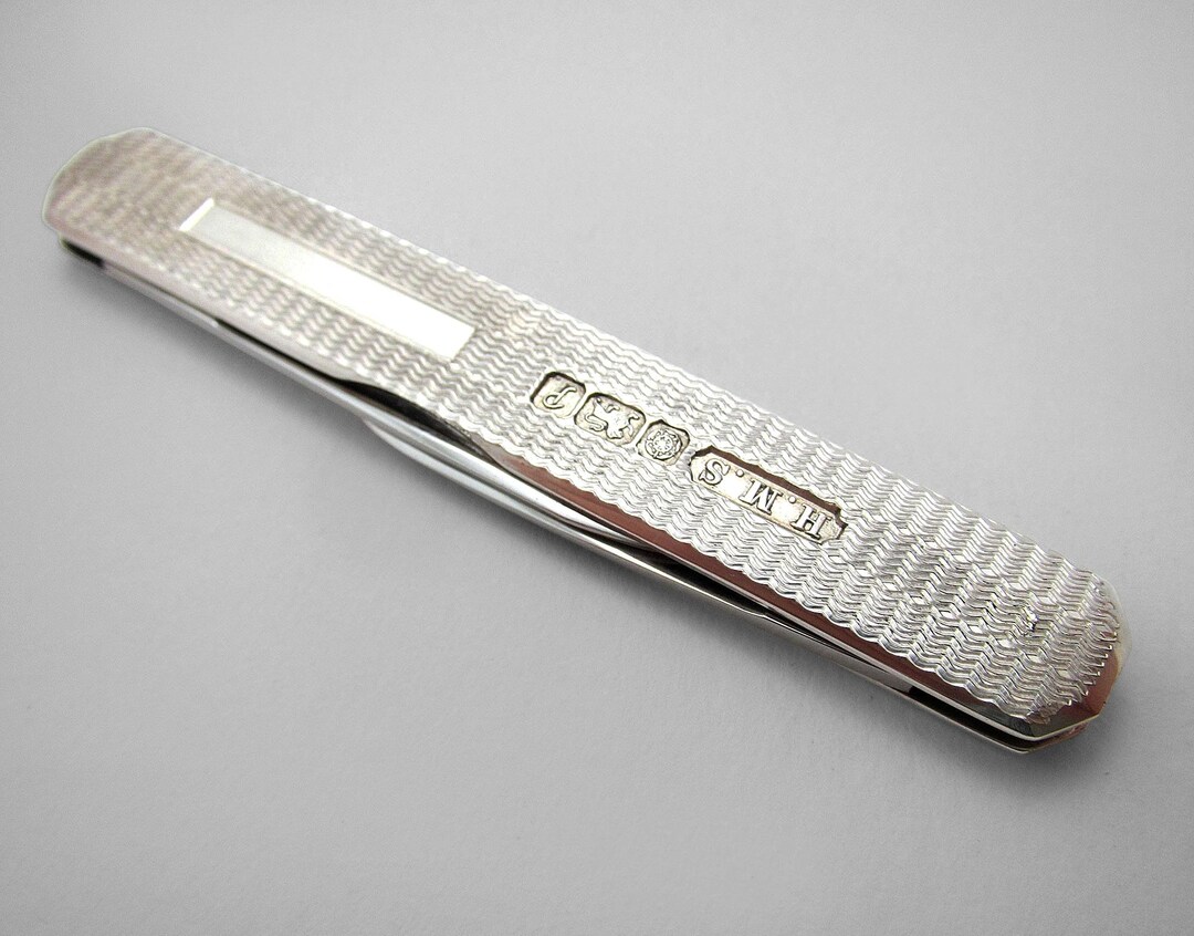 Magnificent Herbert Slater Solid Sterling Silver Stainless Steel Pocket ...