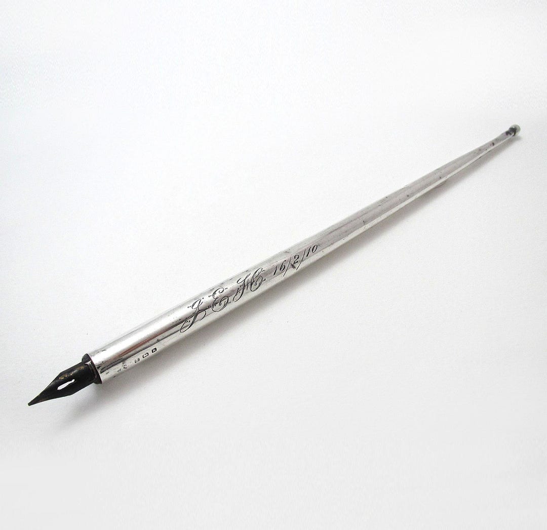 Antique English Edwardian 1909 Sterling Silver Dip Pen With Brandauer ...