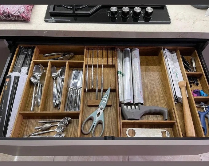 Custom Drawer Organizer. Knife Insert (for 4 Big and 5 Small Pieces ...