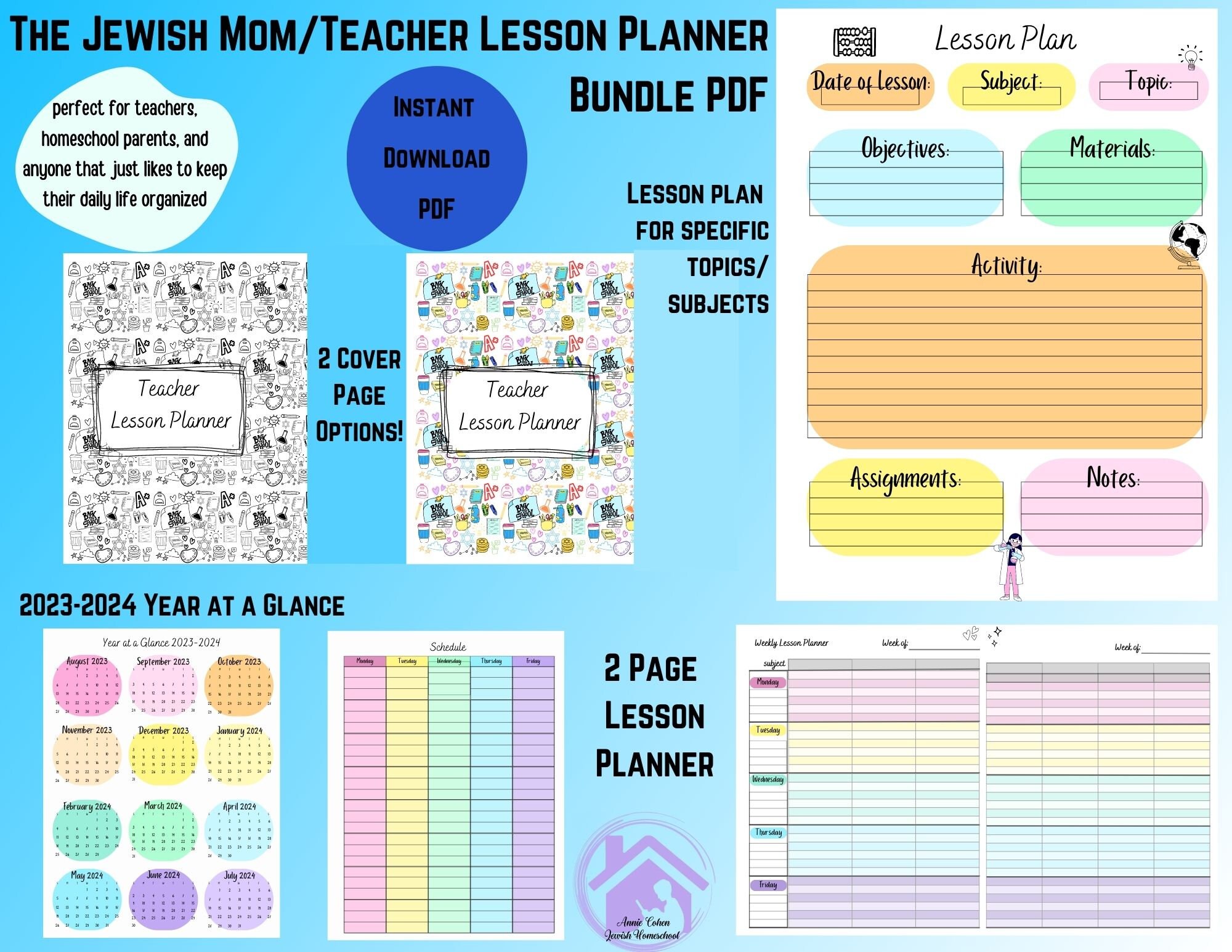 The Jewish Teacher Lesson Planner Bundle 2023-2024 PDF Instant Download ...