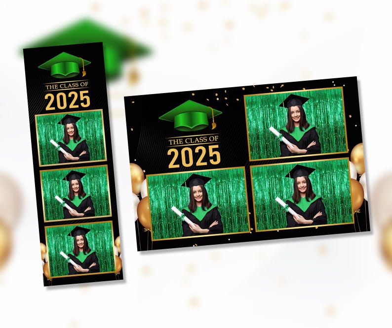 Green Graduation Photo Booth Template, Editable PSD, PNG (digital ...