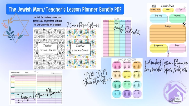 The Jewish Teacher Lesson Planner Bundle 2024-2025 PDF Instant Download ...