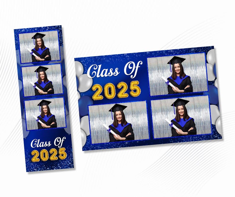 Blue Graduation Photo Booth Template: Editable PSD PNG (digital ...