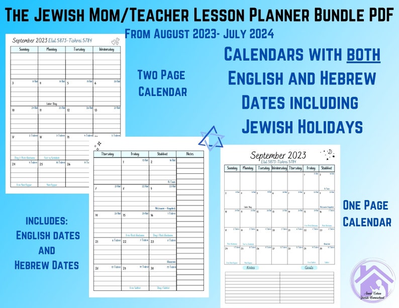 The Jewish Teacher Lesson Planner Bundle 2023-2024 PDF Instant Download ...
