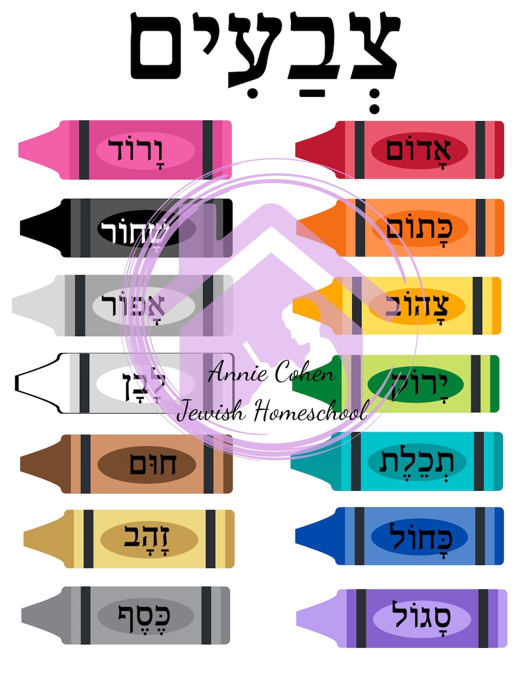 Hebrew Colors Worksheet PDF - Etsy