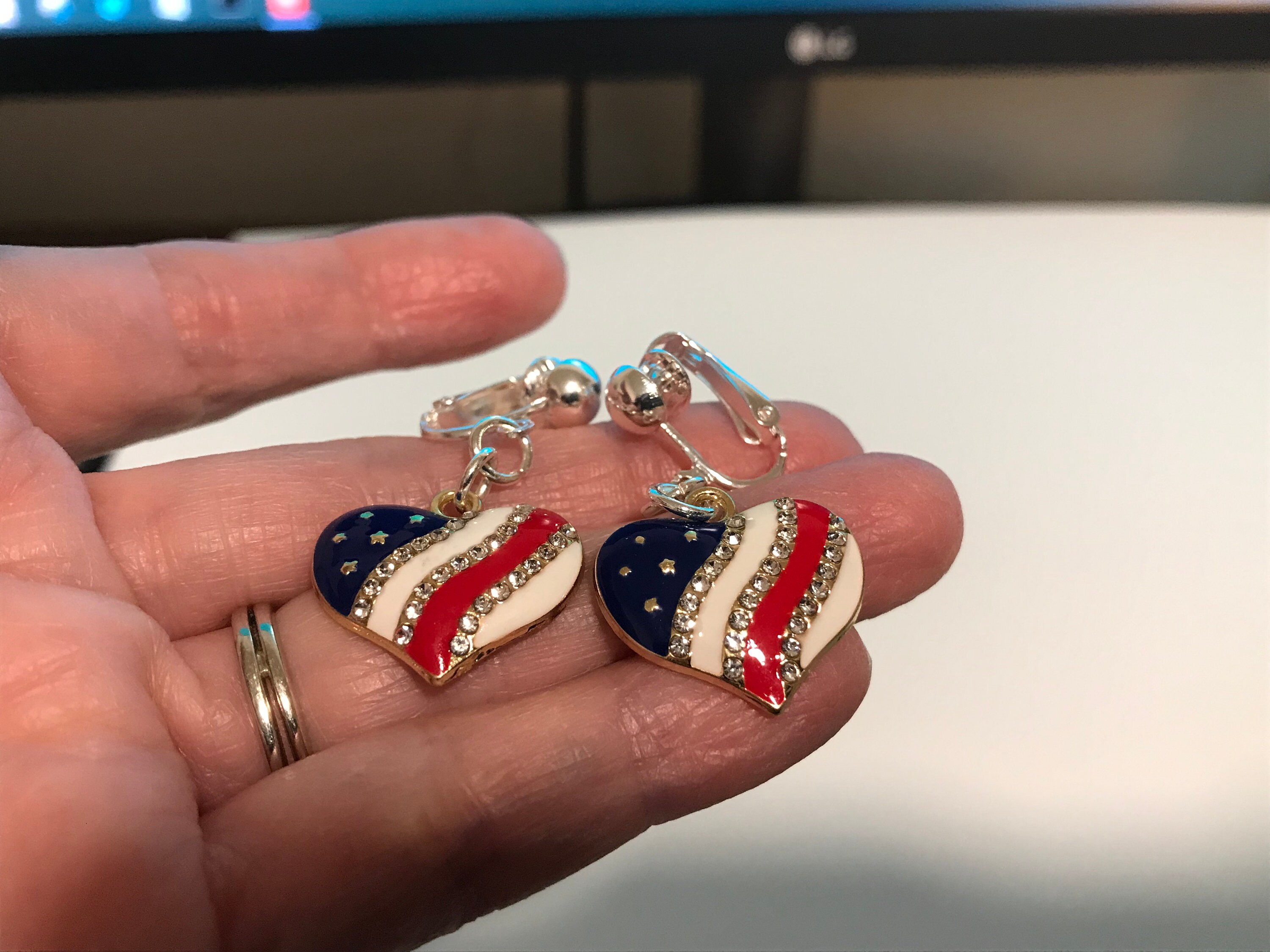 Hypoallergenic Flag Stud Earrings USA American Flag Themed Earrings ...