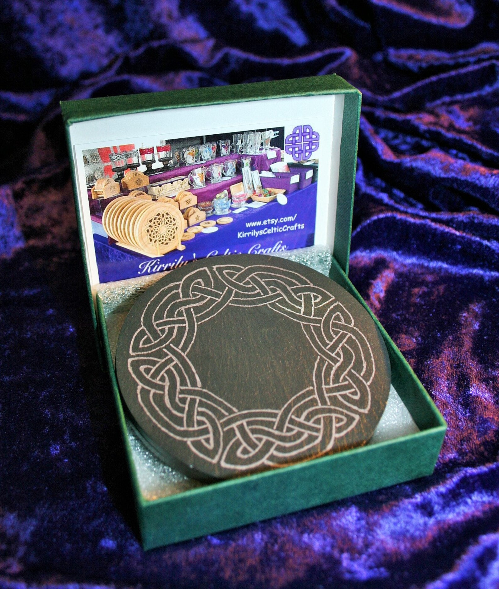 Celtic Border Coasters Slate Coaster Pair Boxed Pair of Hand Engraved ...