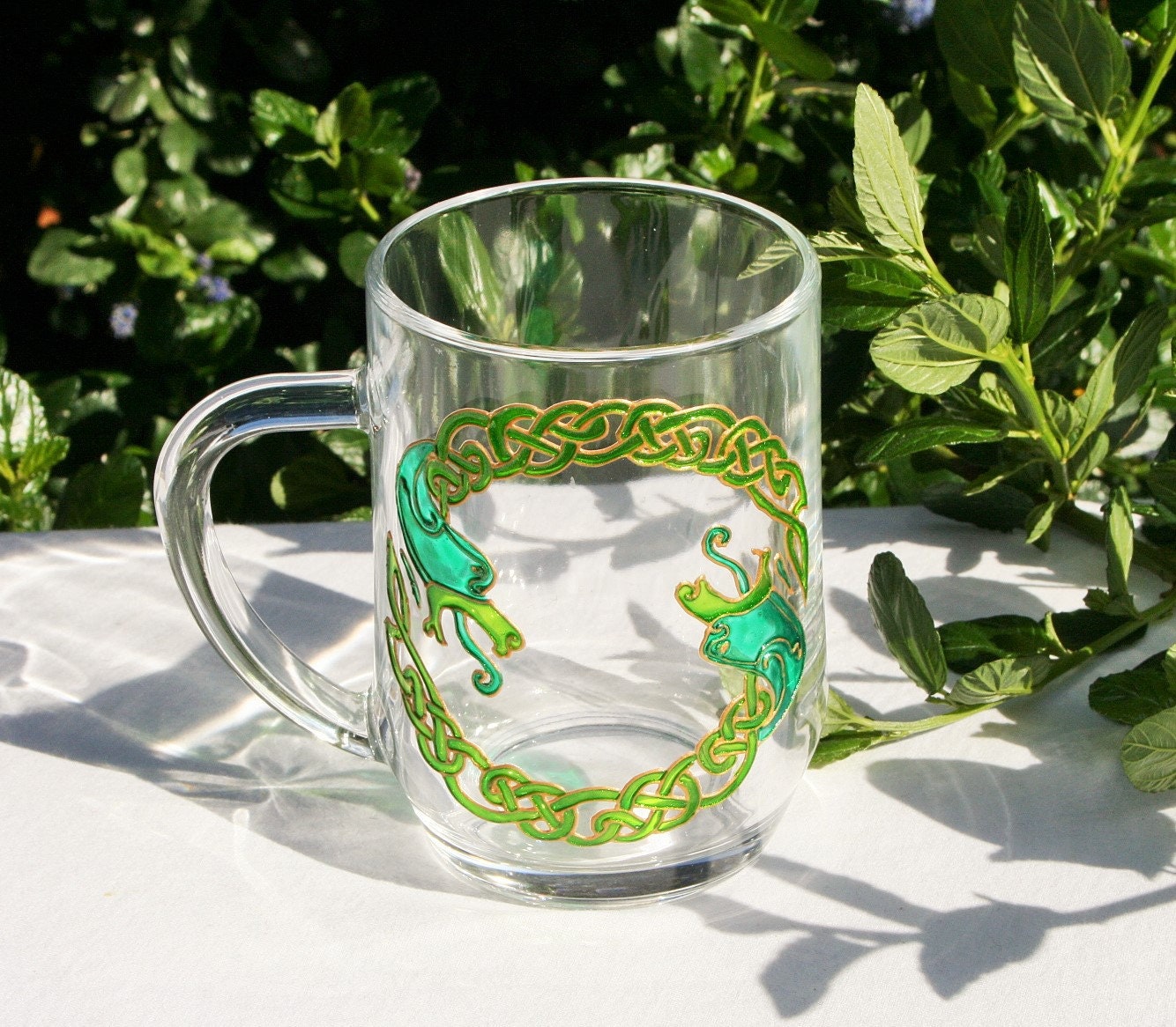 Celtic Dragon Tankard Pint Glass Tankard Hand Painted Beer Tankard ...