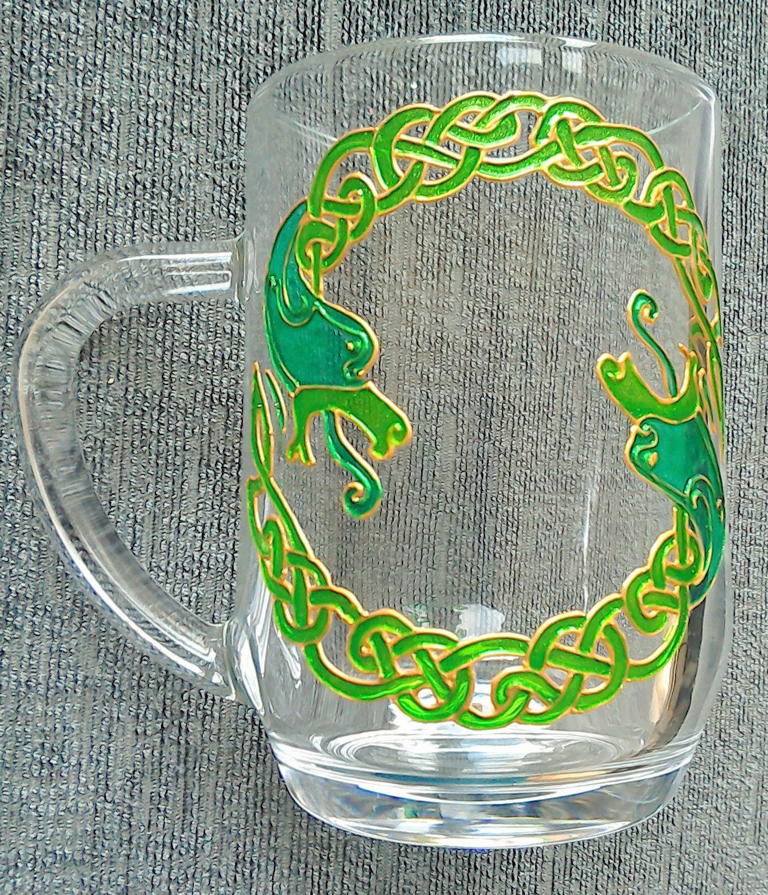 Celtic Dragon Tankard Pint Glass Tankard Hand Painted Beer Tankard ...